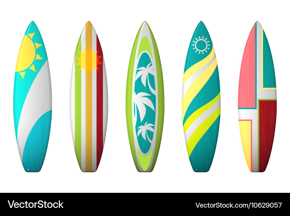 Surfboard Coloring Set - Diverse Patterns Vector Image