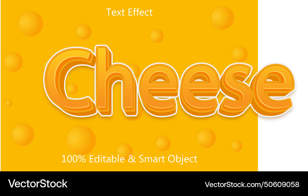 Cheese editable text effect 3 dimension emboss Vector Image
