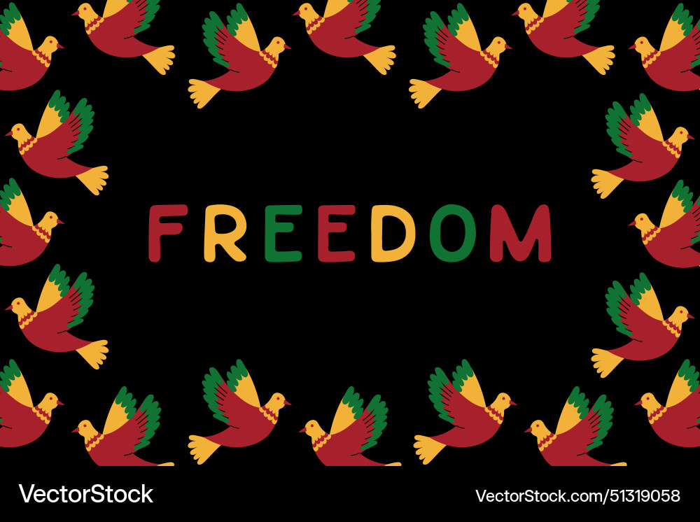Flat juneteenth horizontal banner and text freedom