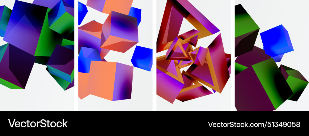 Flying 3d shapes cubes and other geometric Vector Image