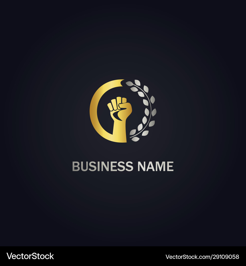 Hand freedom leaf gold logo Royalty Free Vector Image