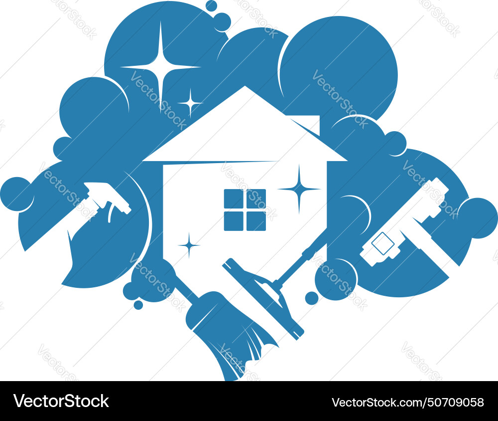 House cleaning symbol with tool Royalty Free Vector Image