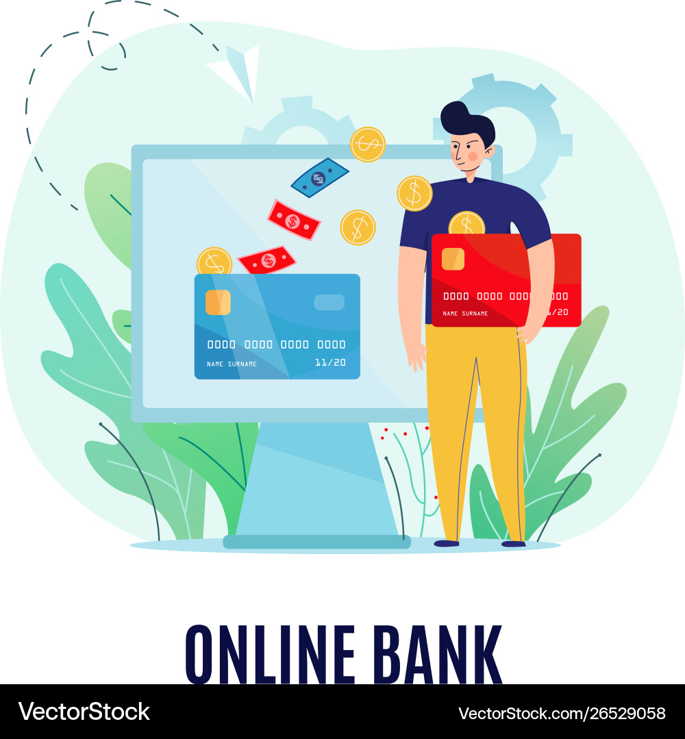 Online bank background concept Royalty Free Vector Image
