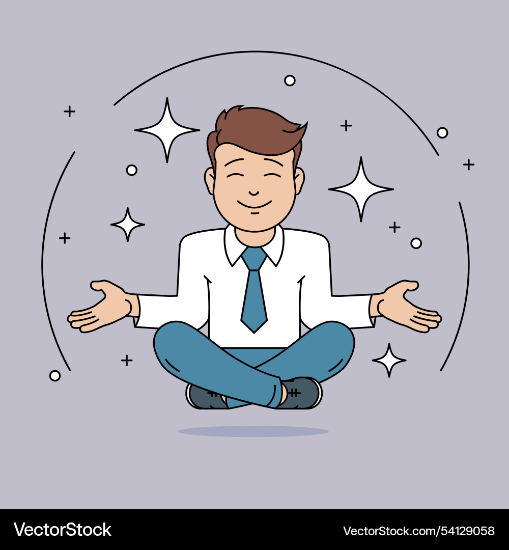 Young man with closed eyes and contented Vector Image