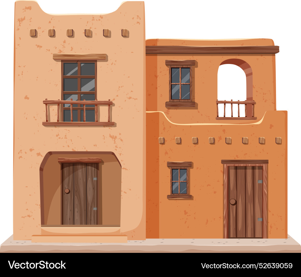 A classic mexican adobe house Royalty Free Vector Image