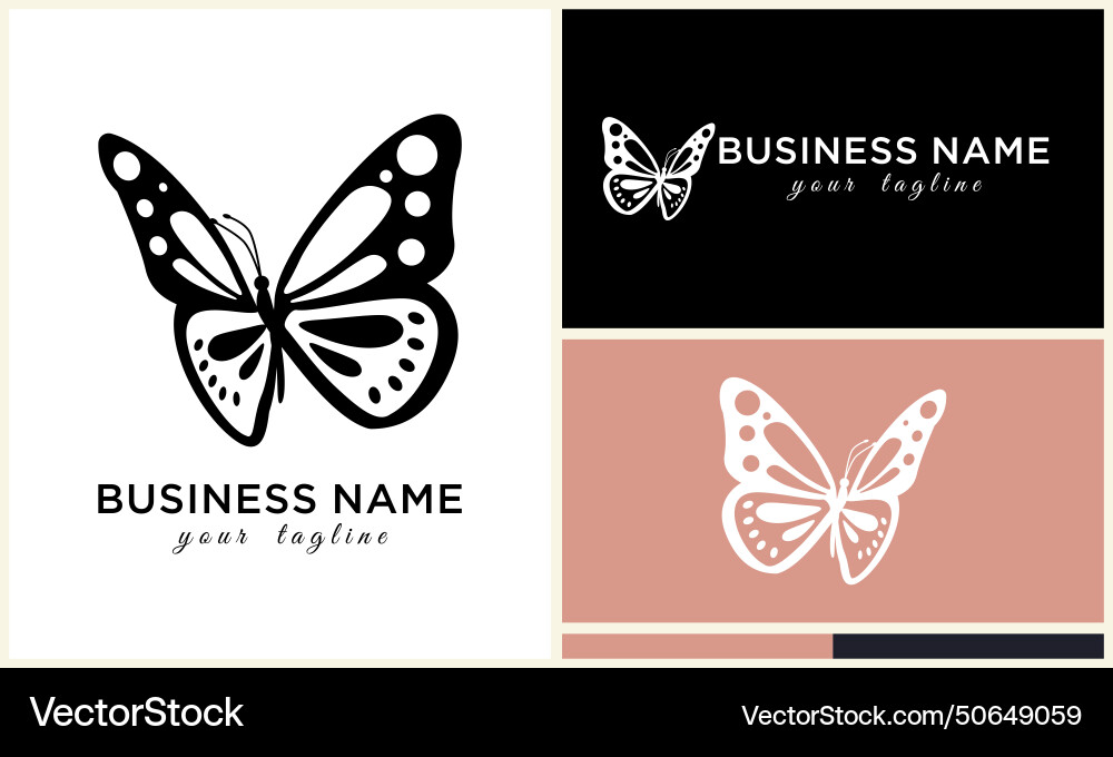 Butterfly line logo template Royalty Free Vector Image
