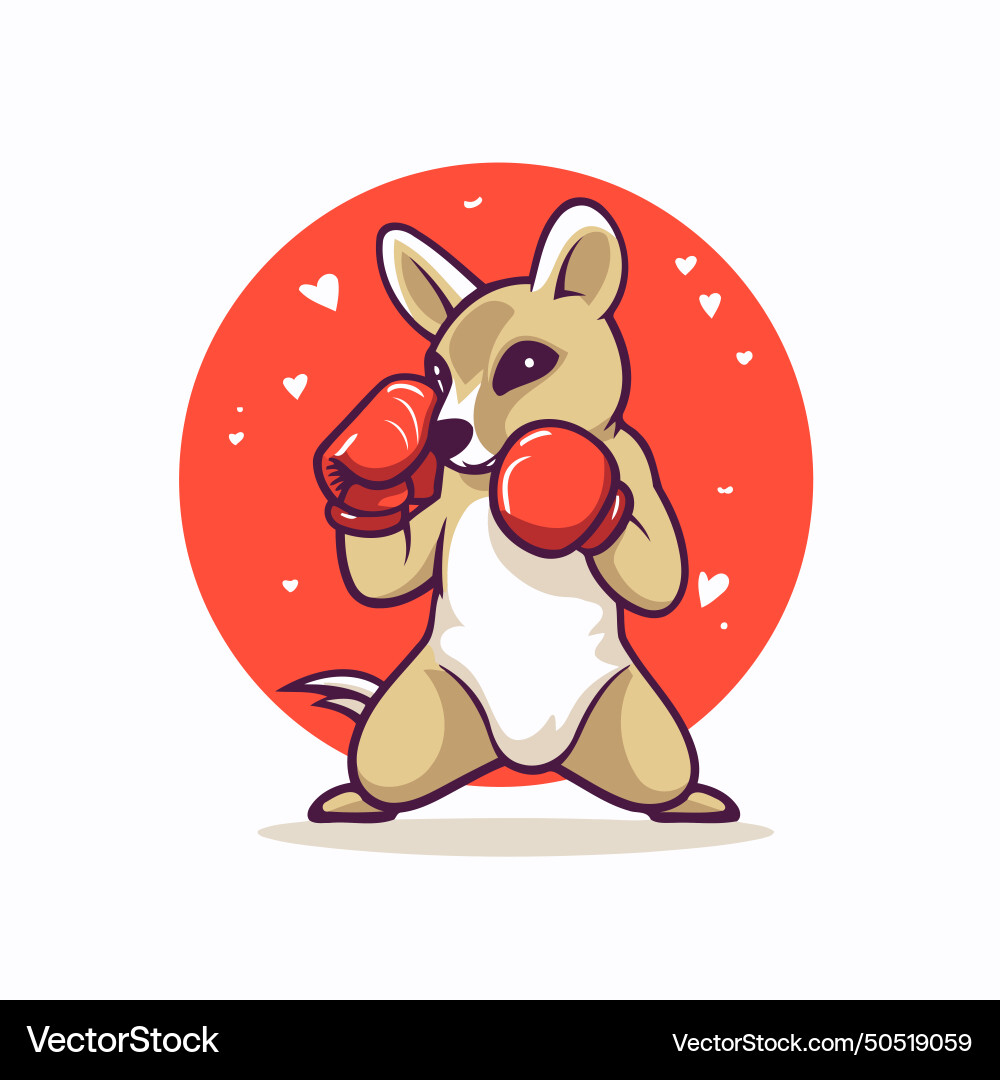 Cute kangaroo with boxing gloves and heart Vector Image