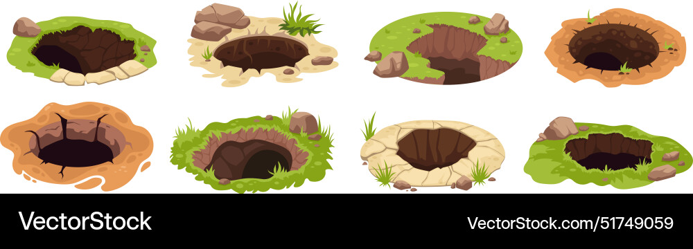 Ground pits big dig pit soil earth hole mud land Vector Image