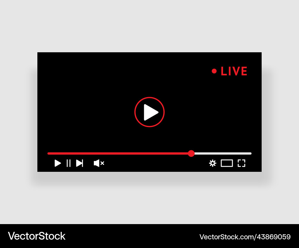 Live stream video window online broadcast channel Vector Image