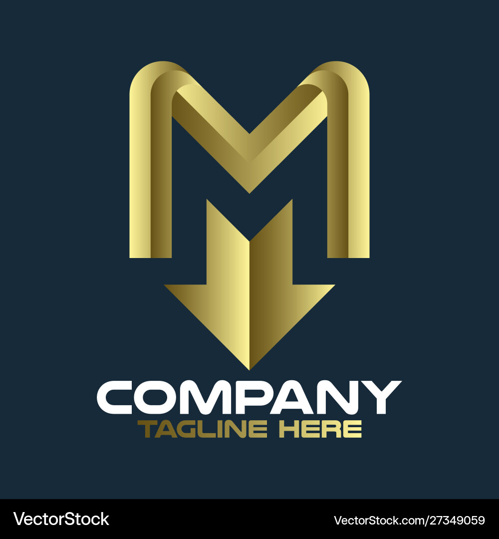 Modern arrow and letter m logo Royalty Free Vector Image