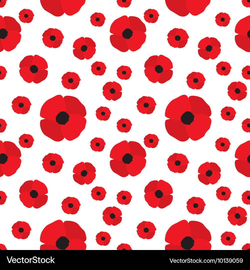 Red Poppy Seamless Floral Pattern Royalty Free Vector Image