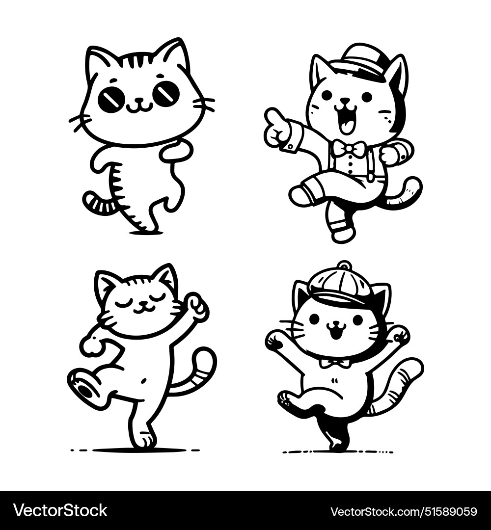 Set of cute cat hand drawn Royalty Free Vector Image