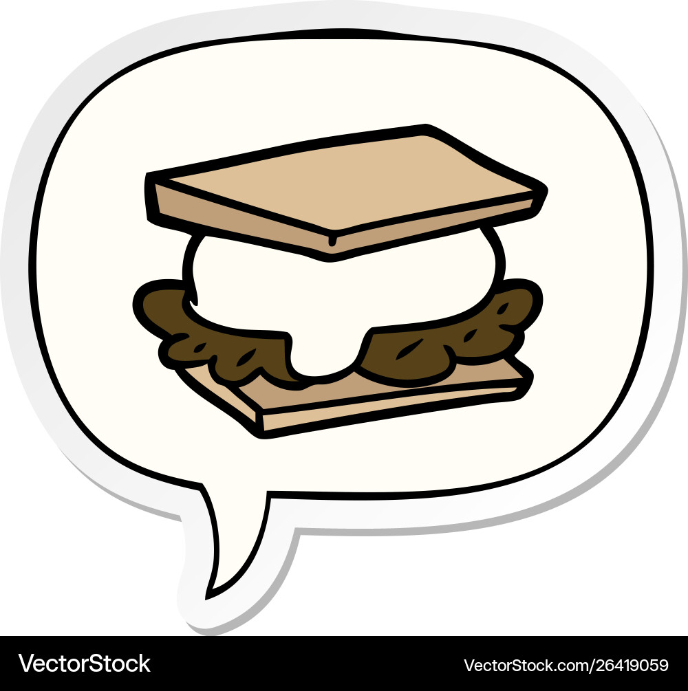 Smore cartoon and speech bubble sticker Royalty Free Vector