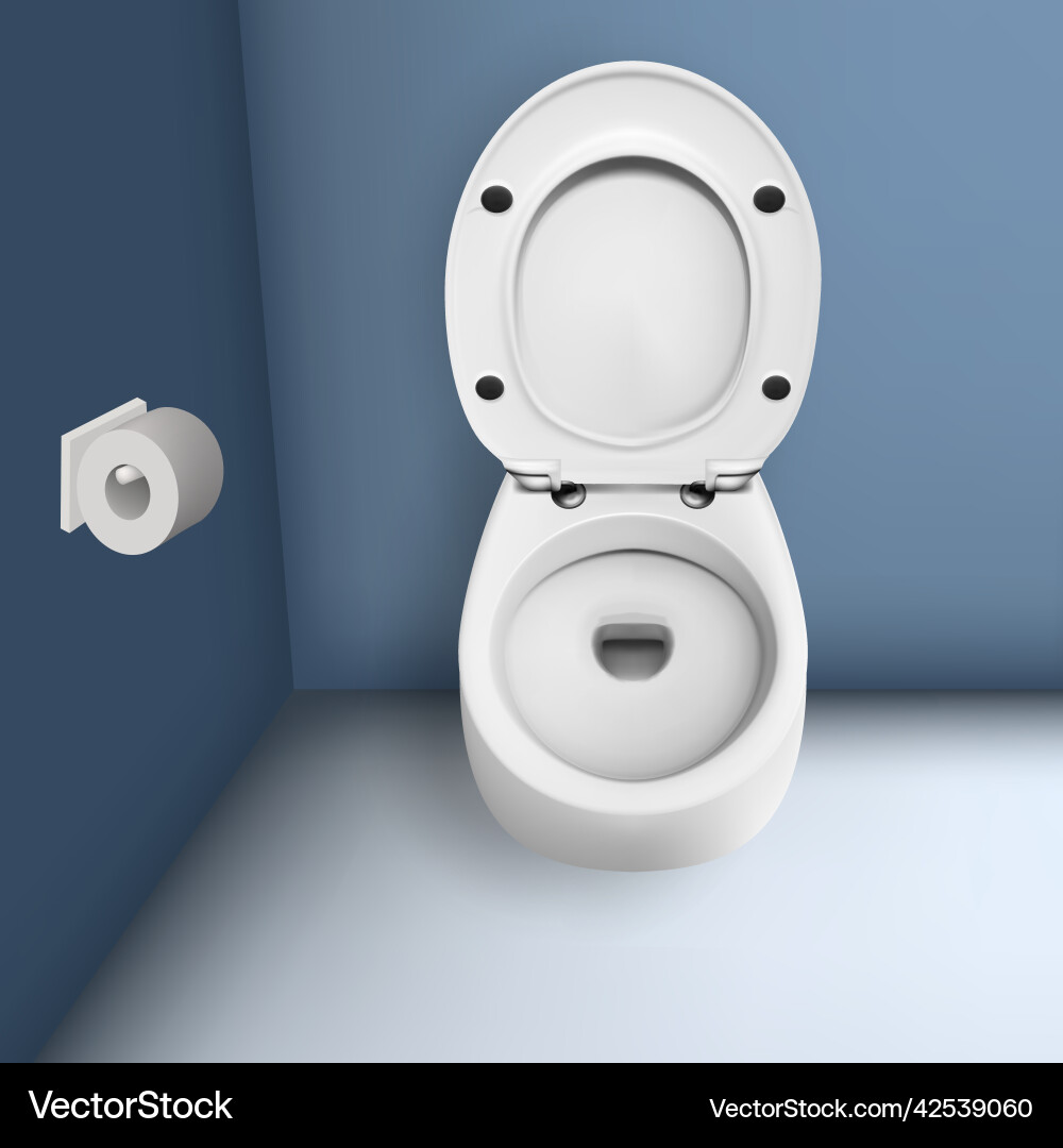3d realistic white clean toilet on wall Royalty Free Vector