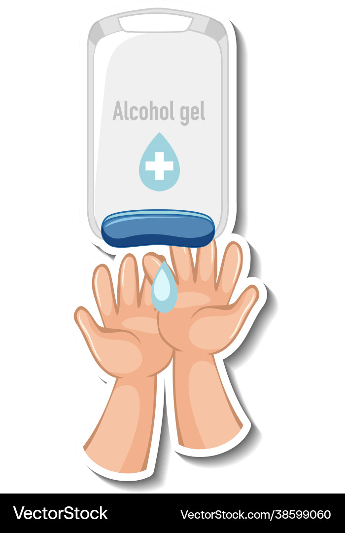 A sticker template with hands using alcohol gel Vector Image