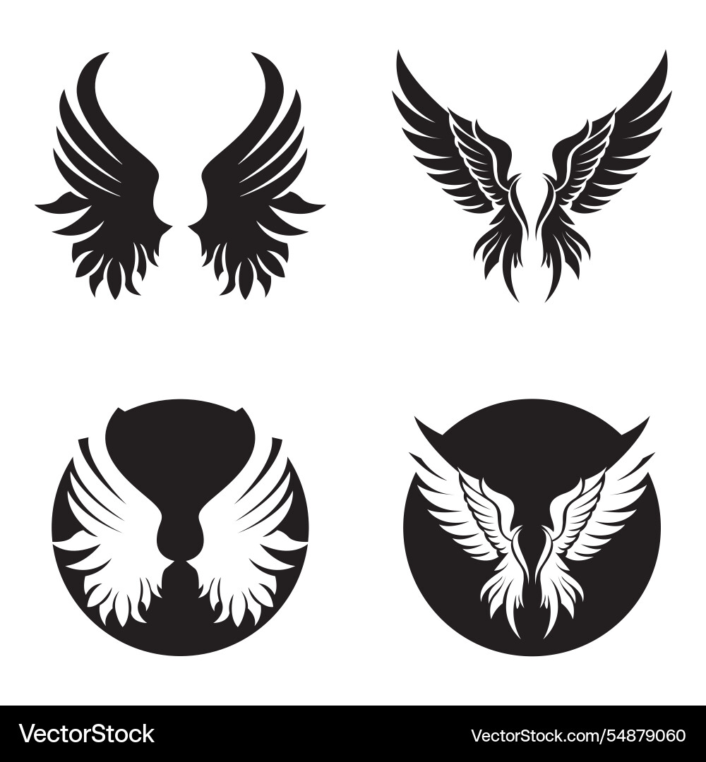 Black wings logo spread wide represent freedom Vector Image