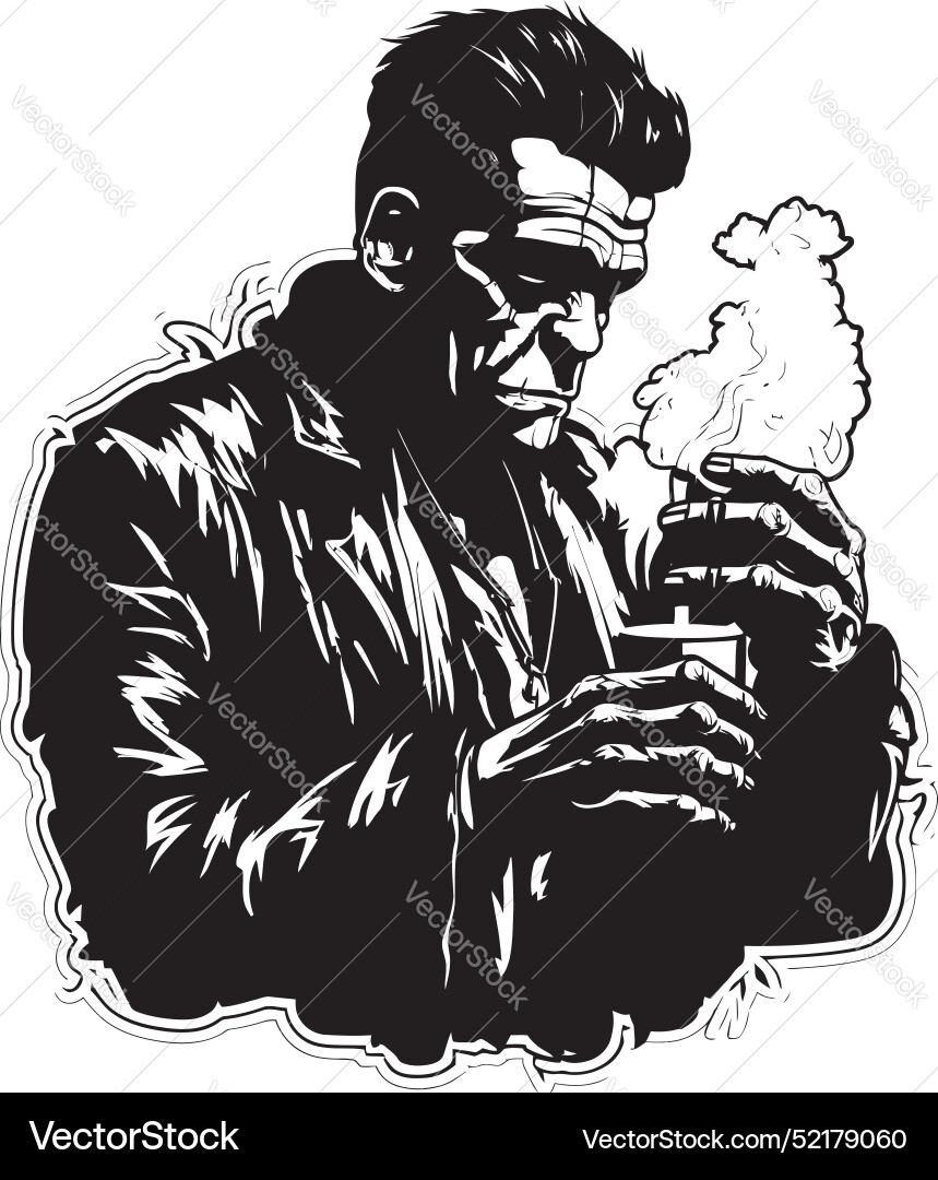Blaze of innovation frenkestein smoking cannabis Vector Image