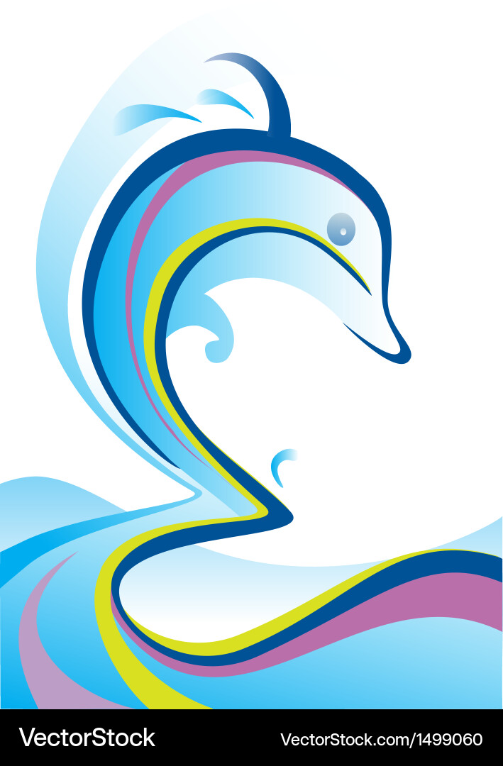 Blue dolphin Royalty Free Vector Image - VectorStock