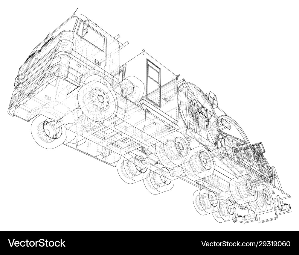 Coiled tubing machine technical wire-frame eps10 Vector Image