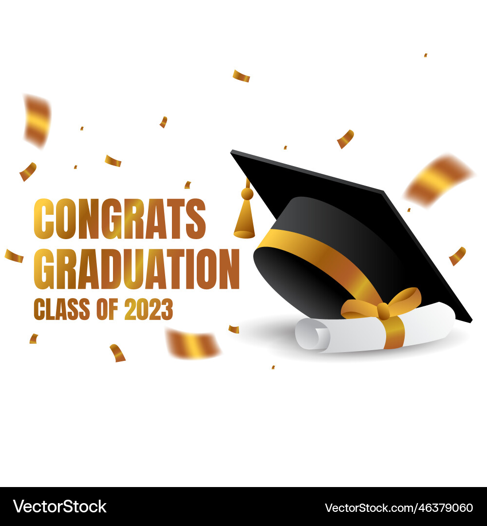 Congrats graduation 2023 greeting card design Vector Image