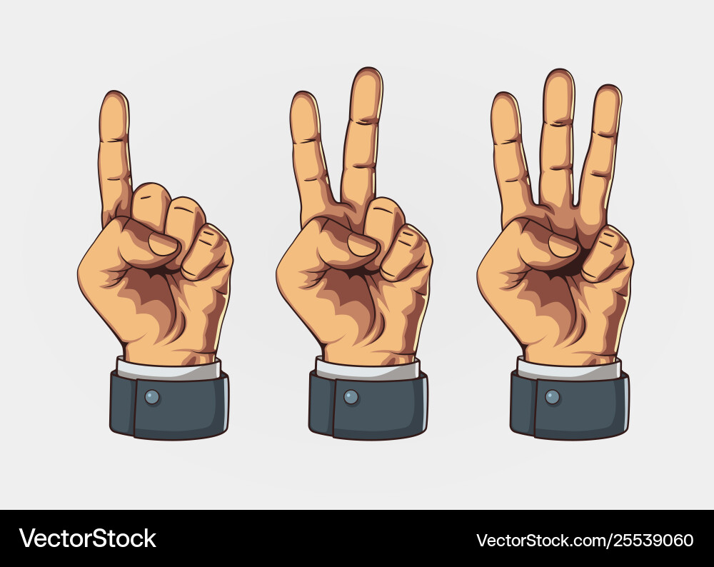 Counting Hands: 1 2 3 Sign Royalty Free Vector Image