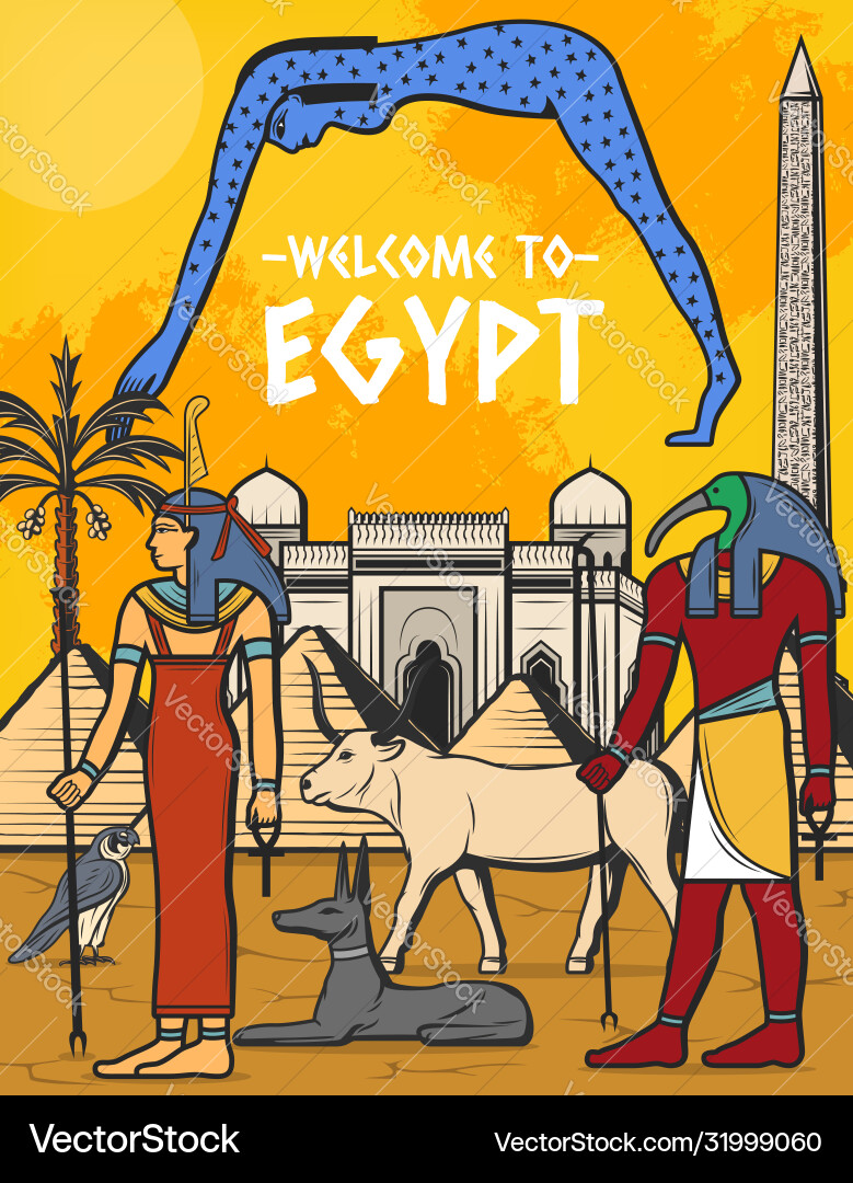 Egyptian Pyramids Travel Poster Royalty Free Vector Image