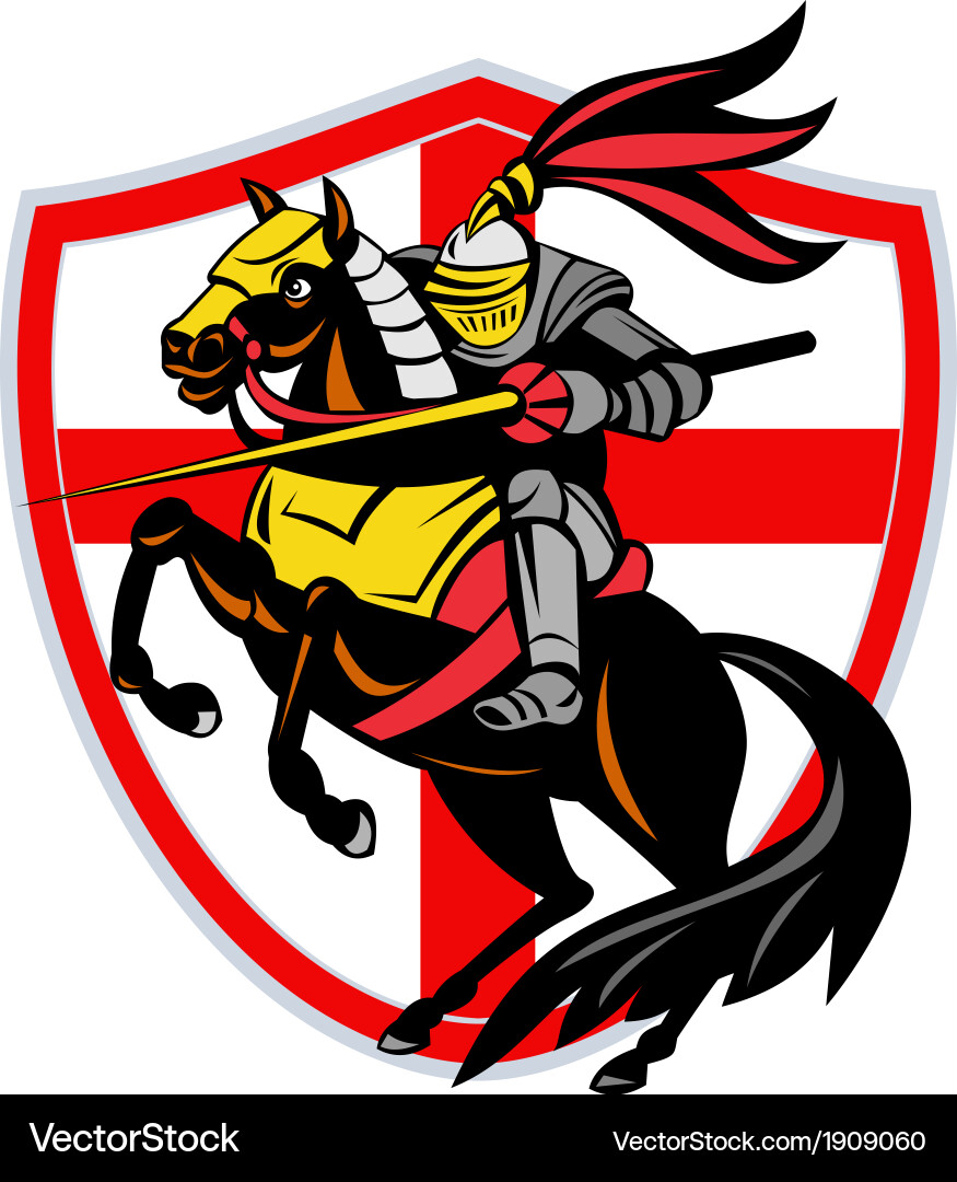 Englisch knight lance england flagschild retro Vektorbild