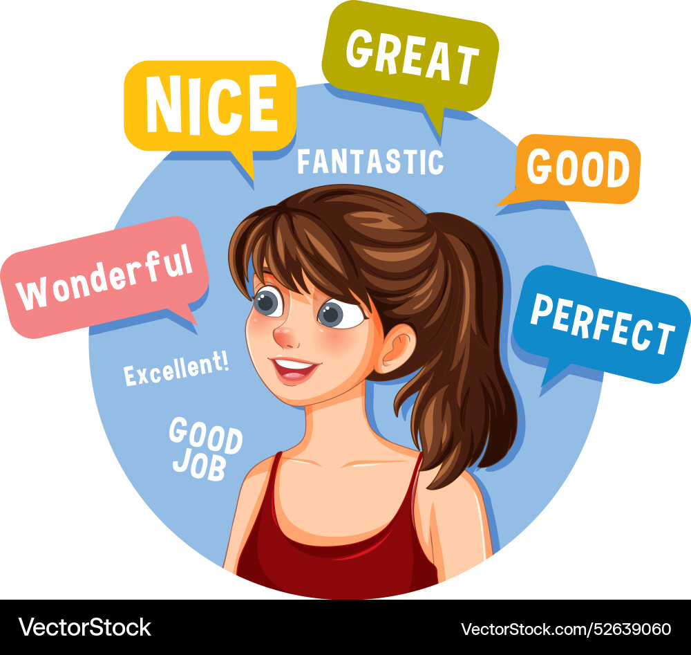 Girl surrounded by positive affirmations Vector Image