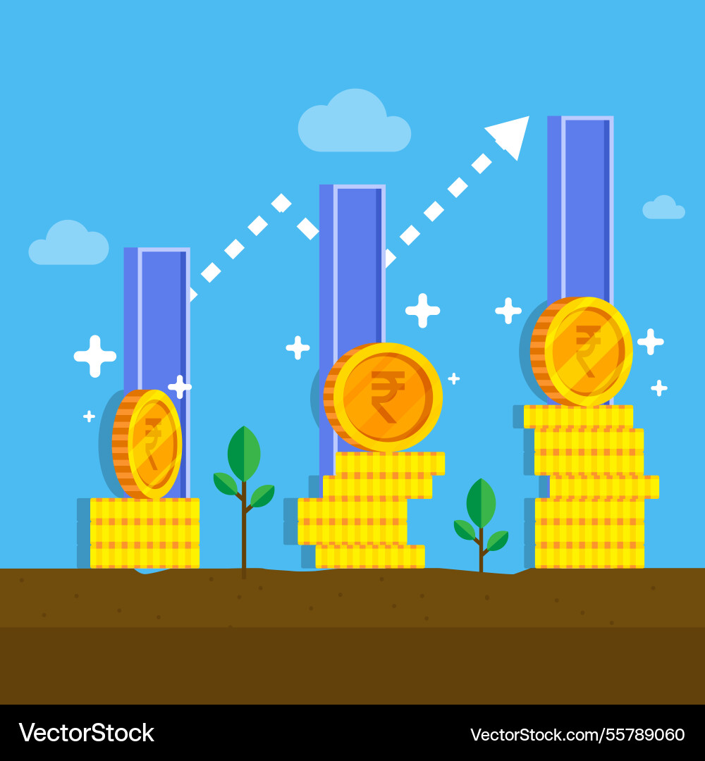 Indian rupee investment concept Royalty Free Vector Image