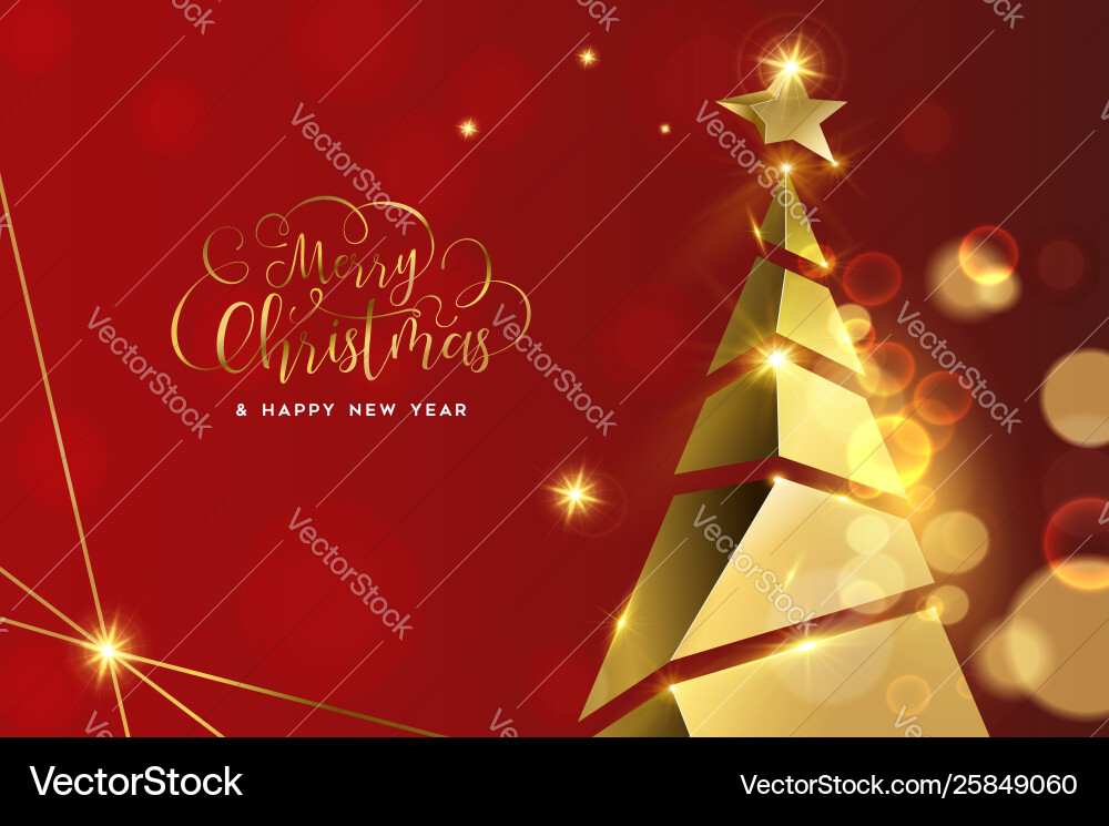 Luxury Gold Christmas Tree Card Royalty Free Vector Image