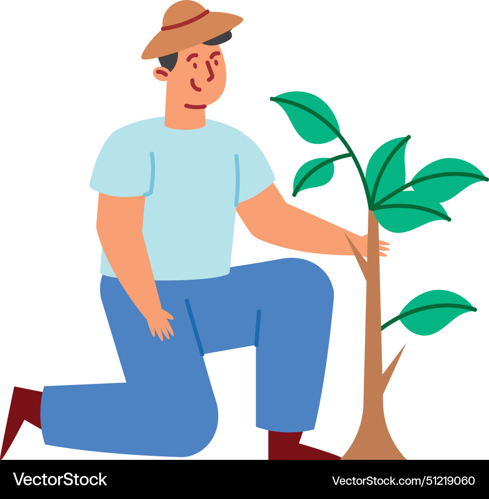 Man planting tree Royalty Free Vector Image - VectorStock