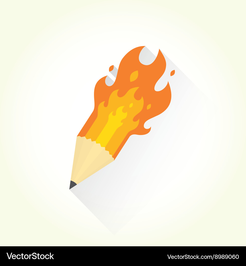 Pencil and flame isolated object Royalty Free Vector Image
