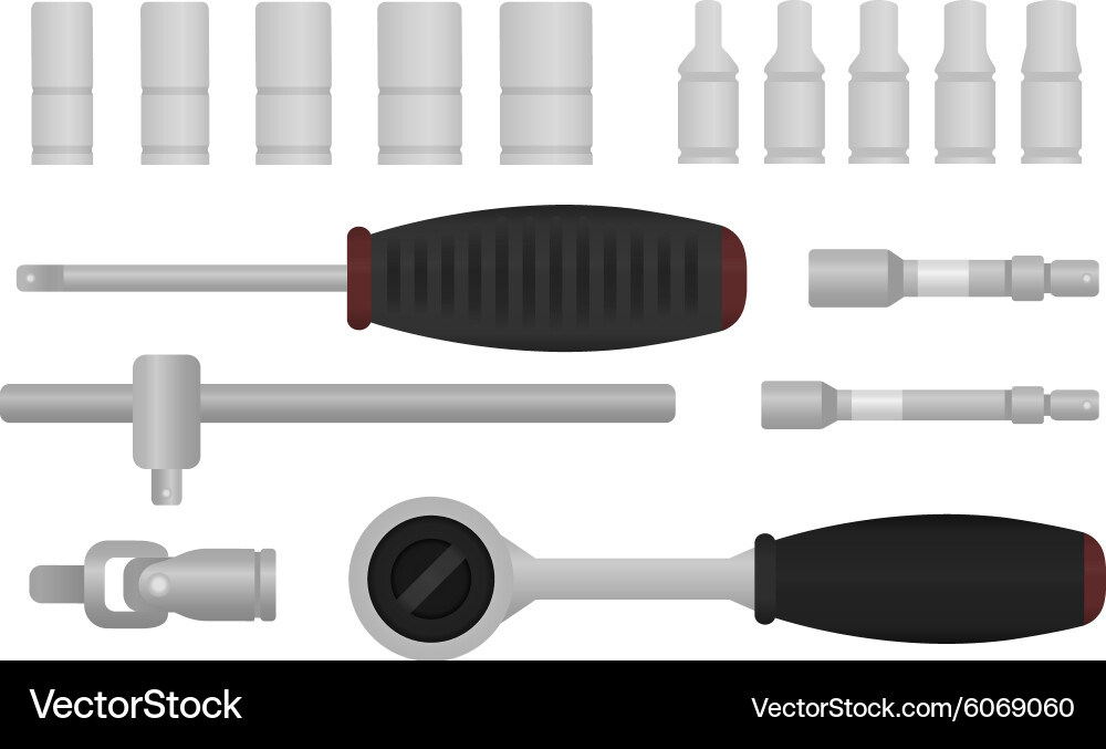 Ratchet and socket icon set Royalty Free Vector Image