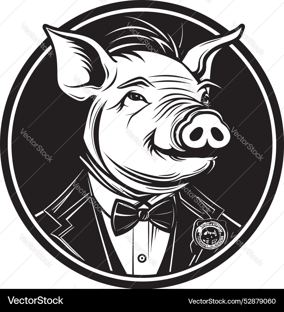 Shadowed swine artistic pig logo design Royalty Free Vector