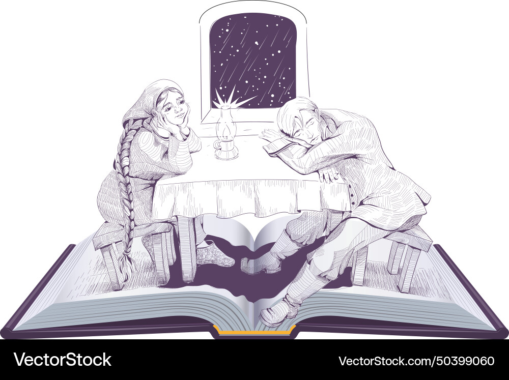 Witch story chekhov writer open book Royalty Free Vector