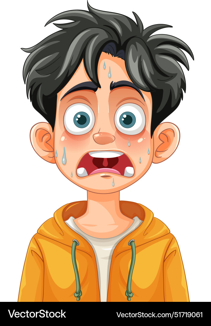 A shocked boy with sweat drops Royalty Free Vector Image