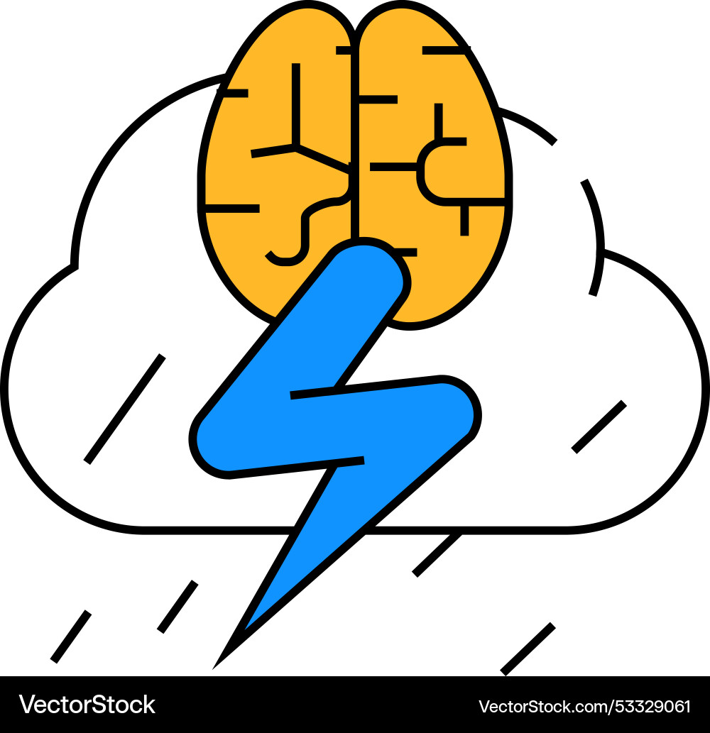 Brainstorm training sign icon color Royalty Free Vector