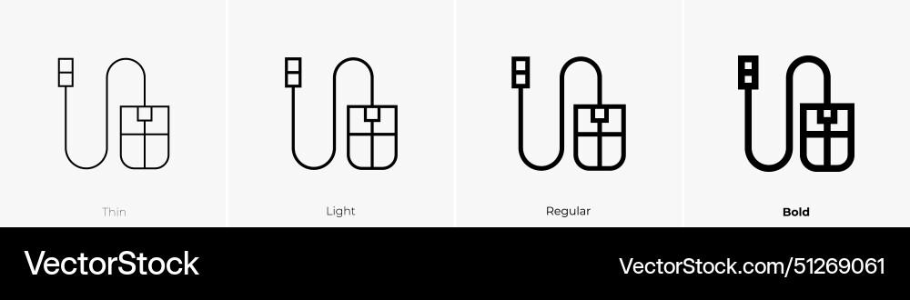 Computer mouse icon thin light regular and bold Vector Image