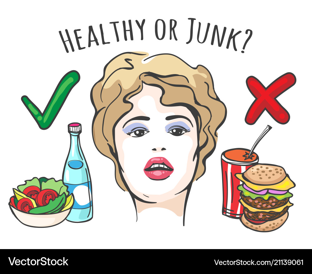 Healthy vs. Junk Food Choice Royalty Free Vector Image