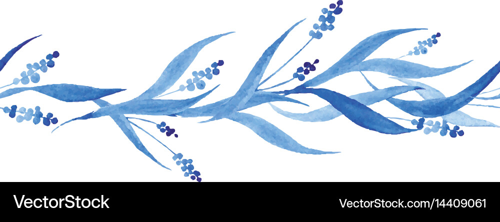 Indigo blue hand drawn seamless border Royalty Free Vector