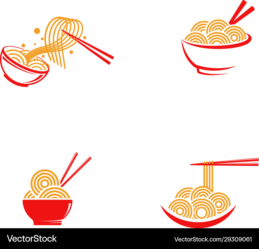 Noodle Food Symbol Set Royalty Free Vector Image