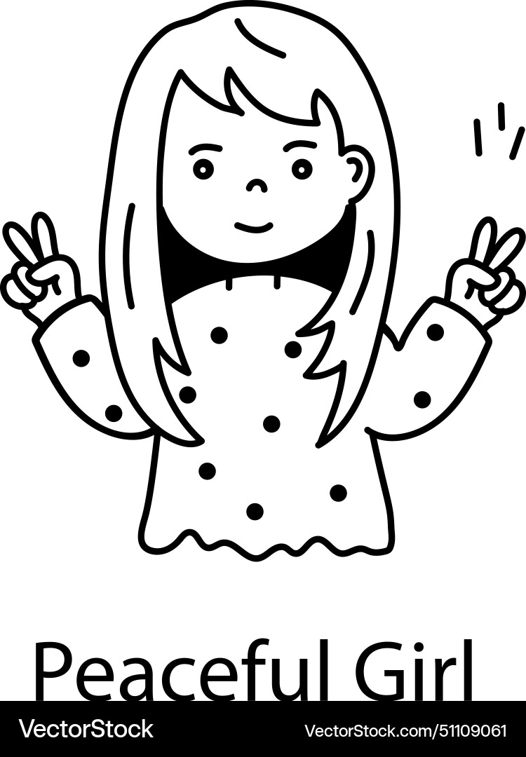 Peaceful girl Royalty Free Vector Image - VectorStock