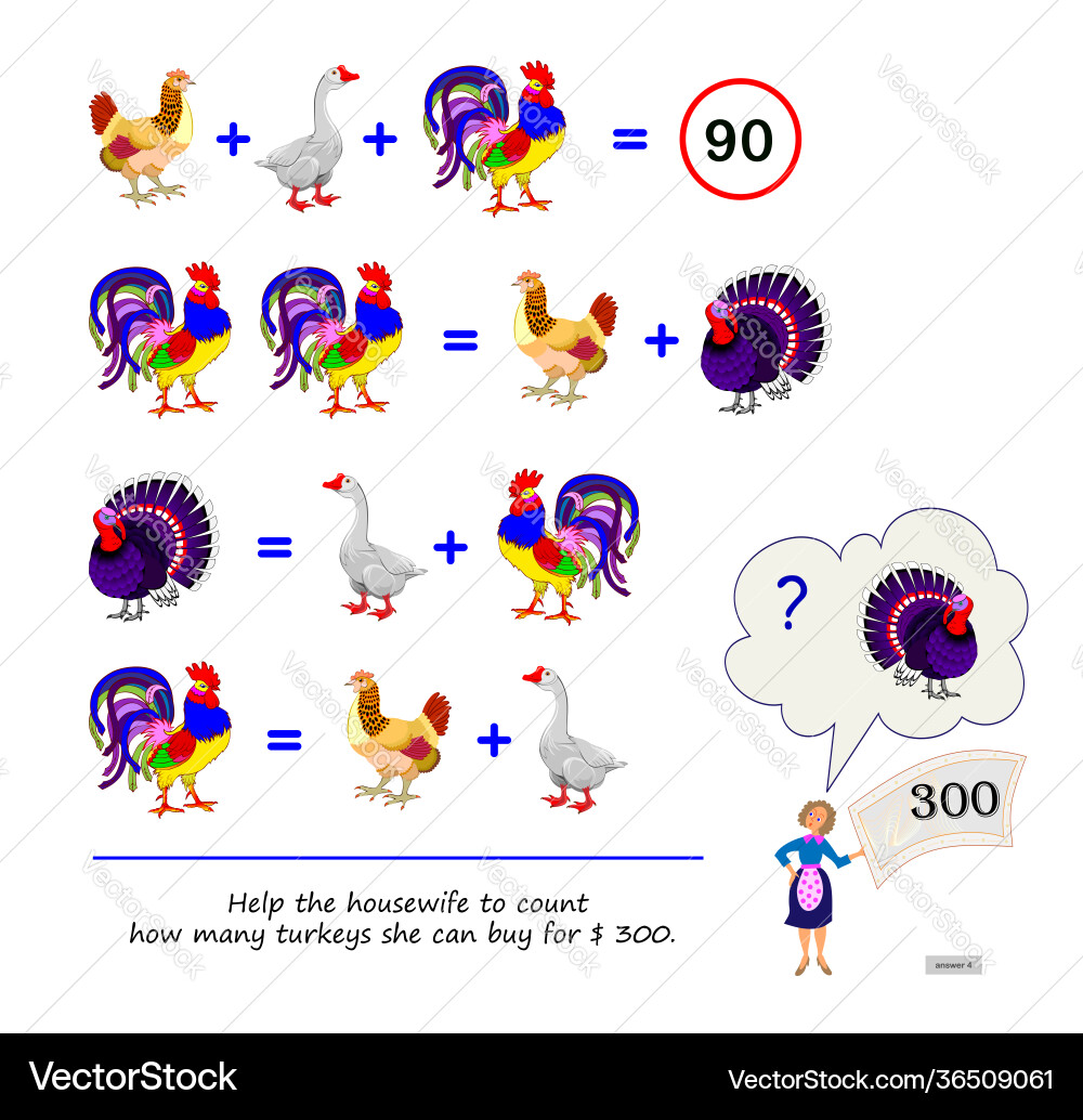 Turkey Counting Puzzle - Math Game Royalty Free Vector Image