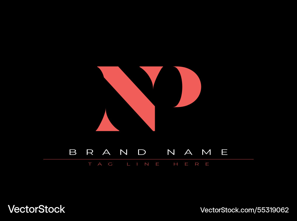 Abstract letter np minimal logo design template Vector Image