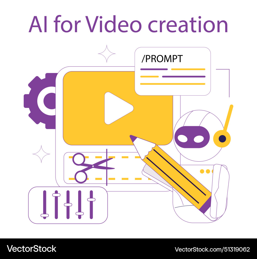 Ai for video creation flat Royalty Free Vector Image