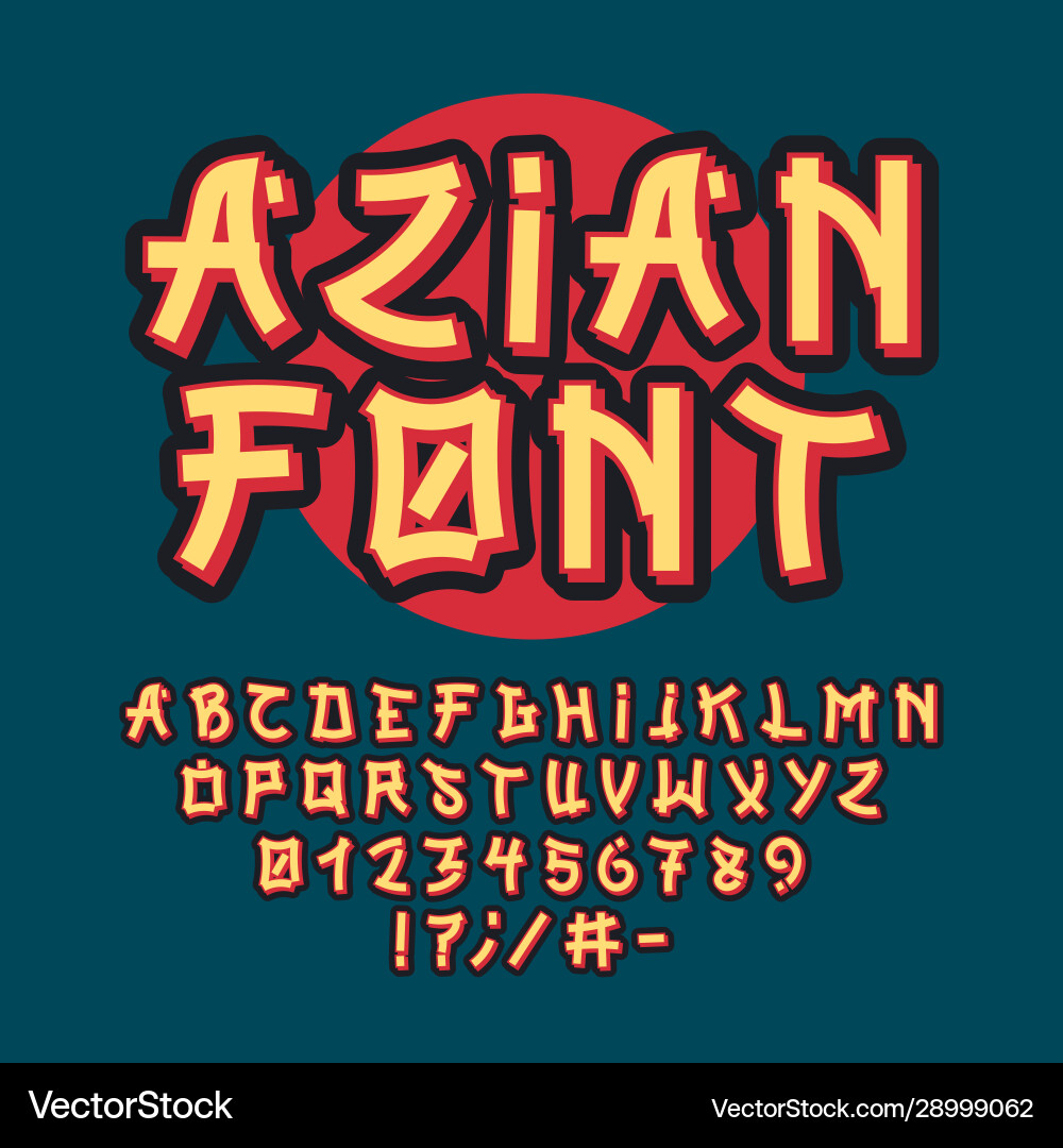 Asian style font Royalty Free Vector Image - VectorStock