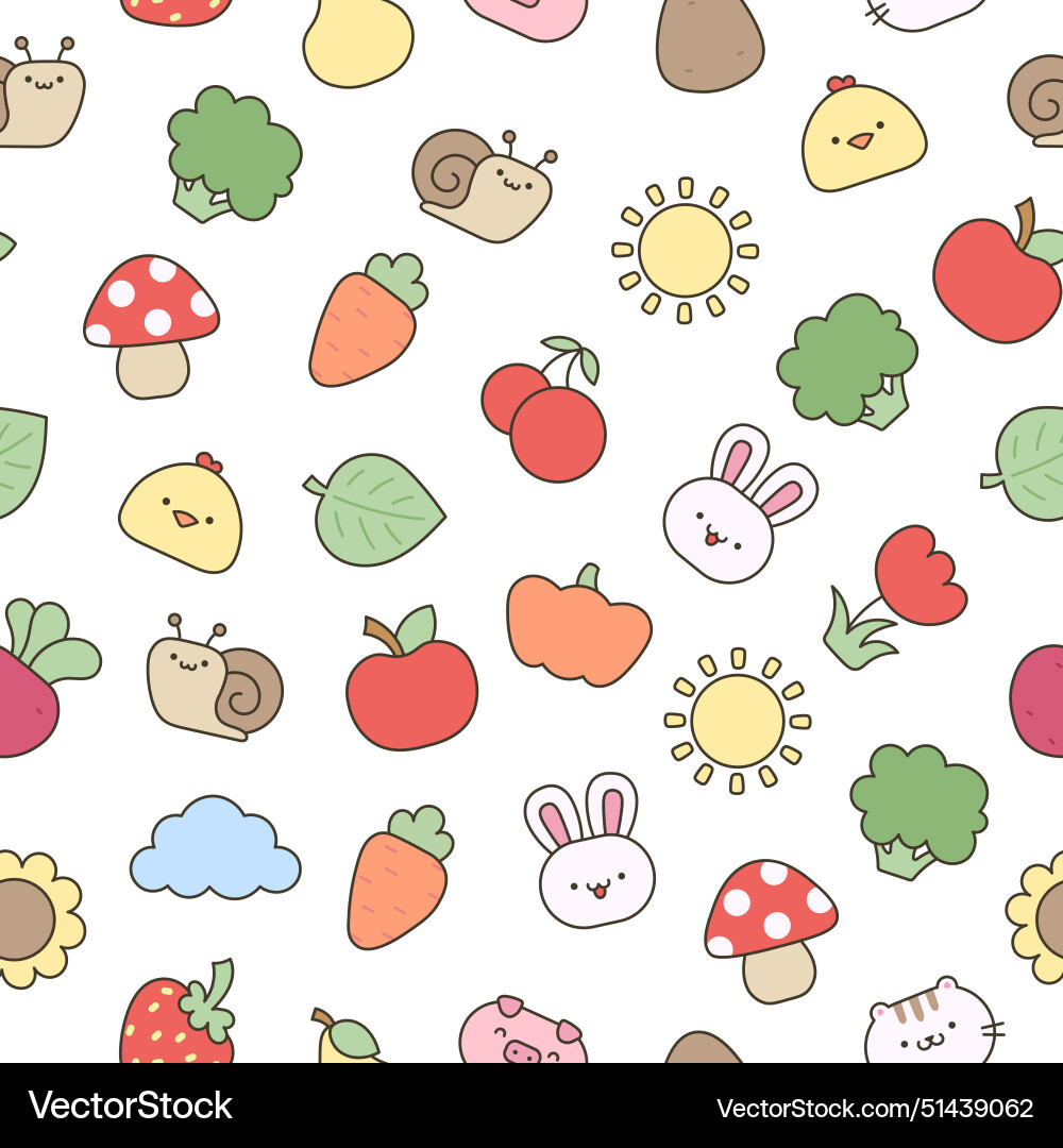 Cartoon farm elements and characters seamless Vector Image