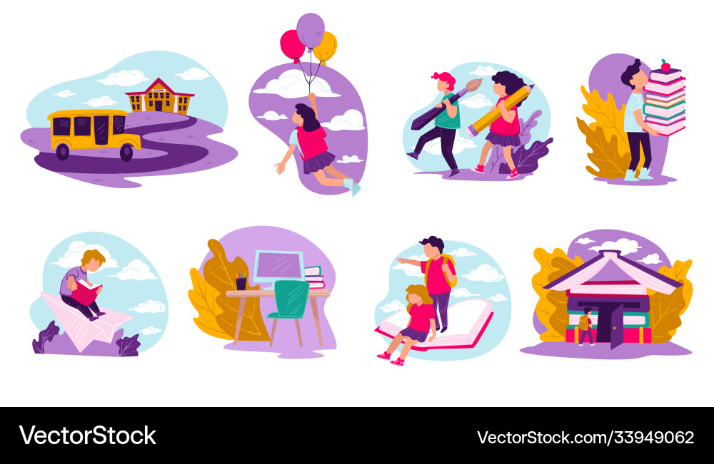 Education and obtaining knowledge at school kids Vector Image