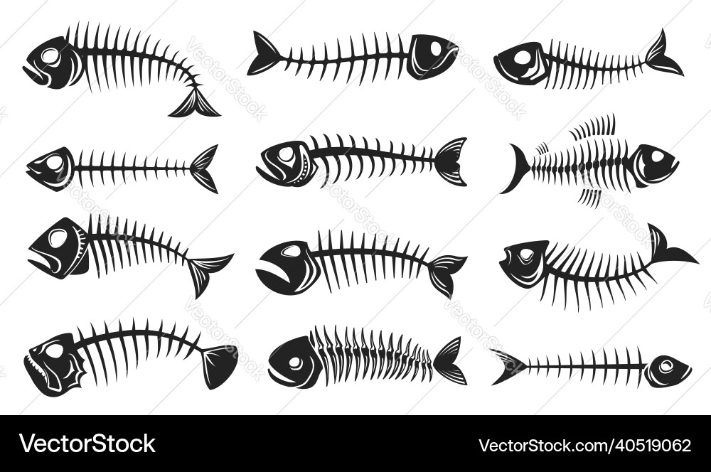 Fishbone Skeleton Icons Royalty Free Vector Image