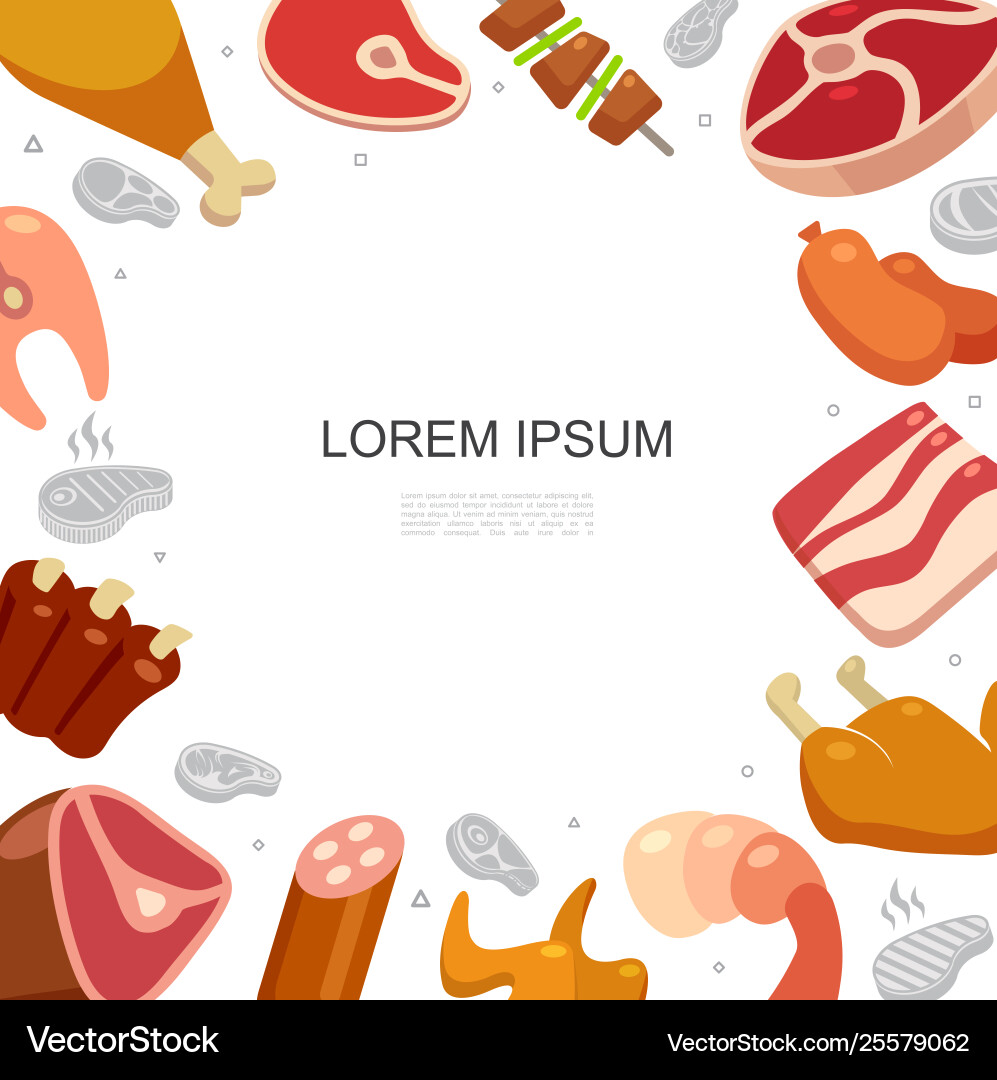 Flat meat food colorful template Royalty Free Vector Image